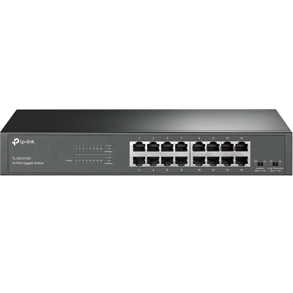 TP-Link, TL-SG1016D, 16-port Gigabit Switch, 16 10/1000, Desktop ...
